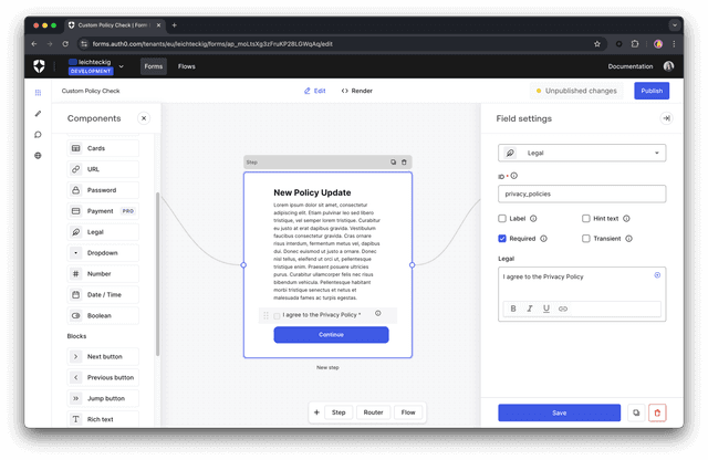 Add a Custom Policy Acceptance Form to Login