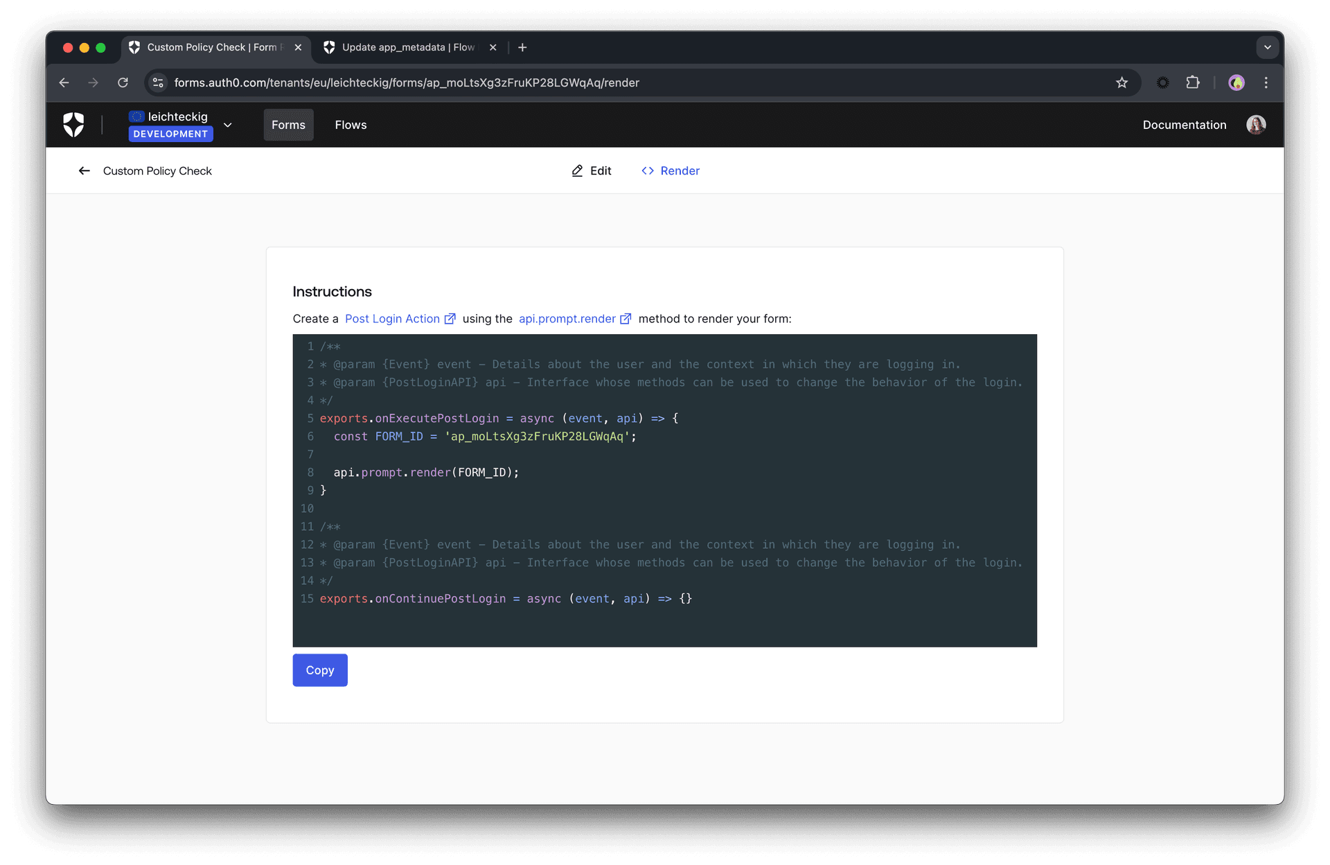 Add a Custom Policy Acceptance Form to Login