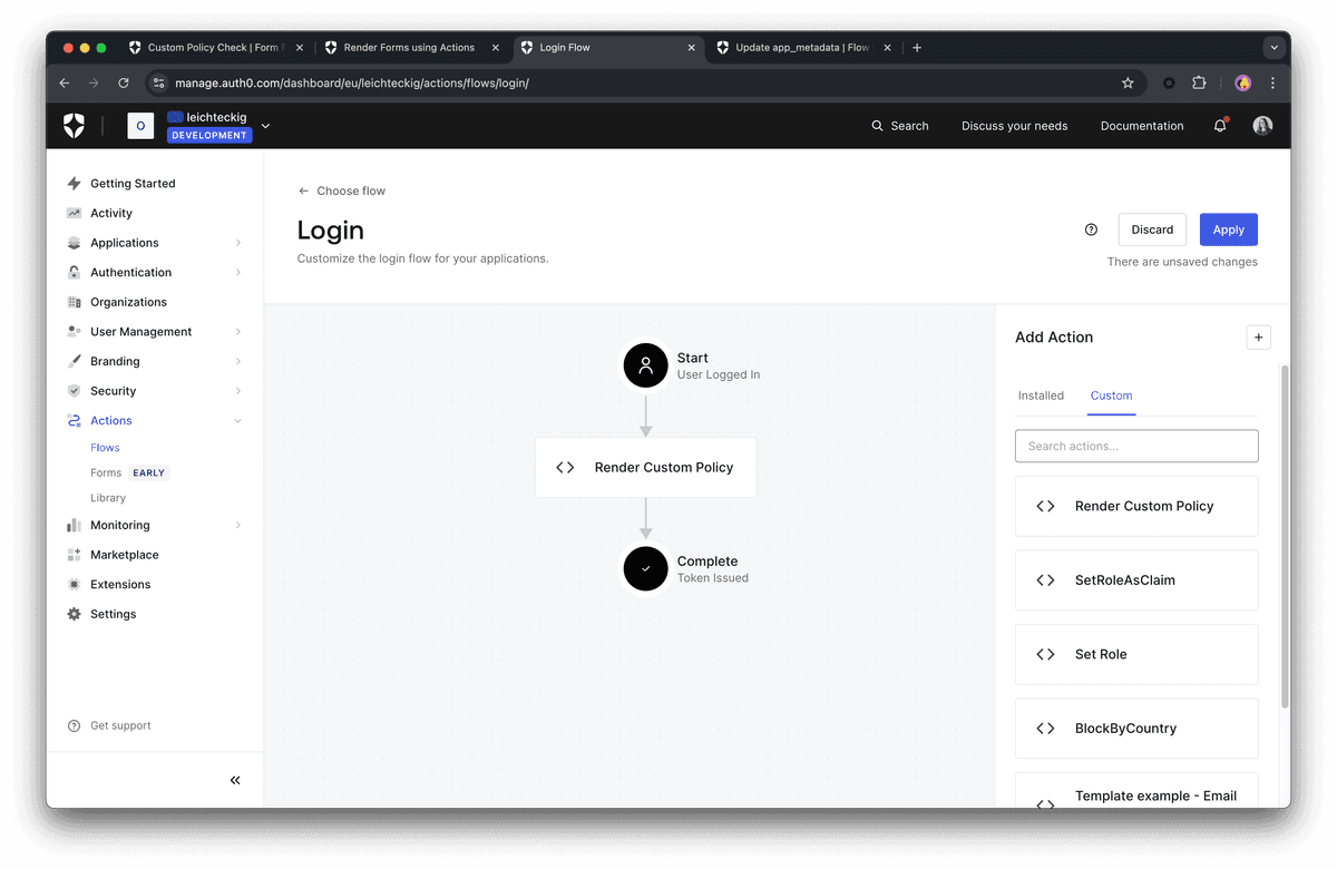 Add a Custom Policy Acceptance Form to Login