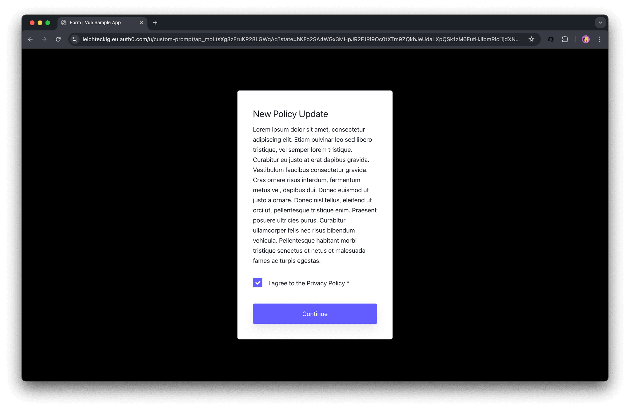 Add a Custom Policy Acceptance Form to Login
